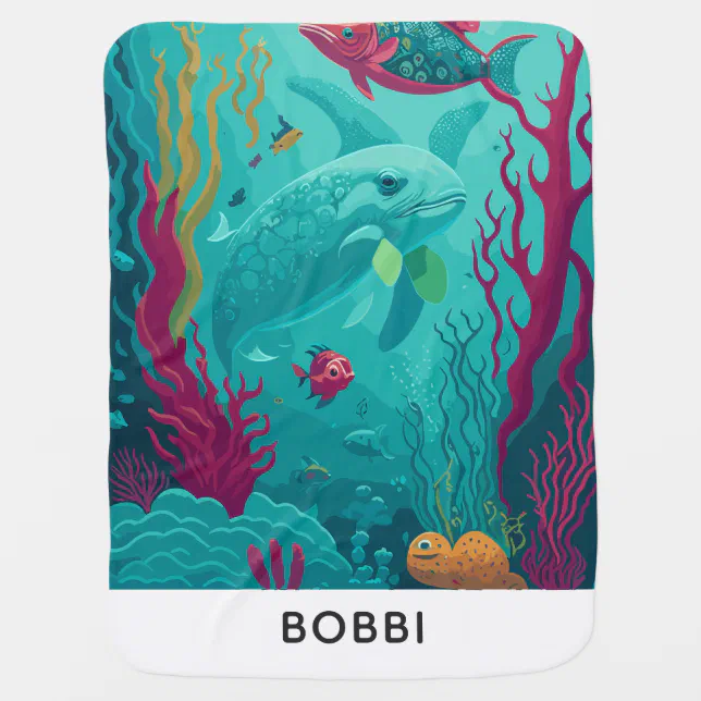 Personalized Name Underwater Themed Ocean Inspired Baby Blanket | Zazzle