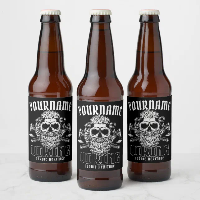 Personalized NAME Viking Nordic Warrior Heritage Beer Bottle Label | Zazzle