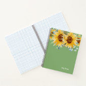 Personalized Name Watercolor Sunflower Sage Green Notebook | Zazzle
