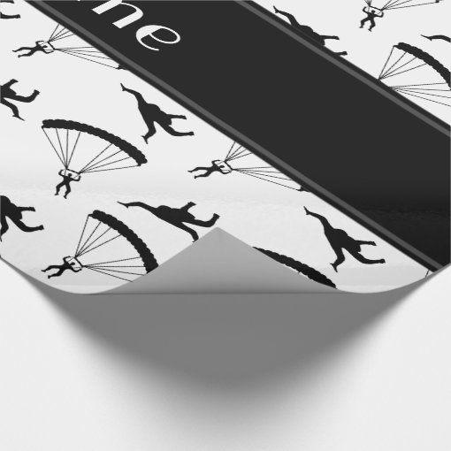 Personalized name white skydiving pattern wrapping paper | Zazzle