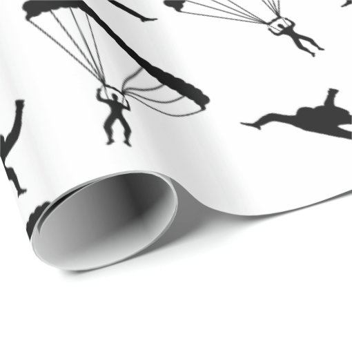 Personalized name white skydiving pattern wrapping paper | Zazzle