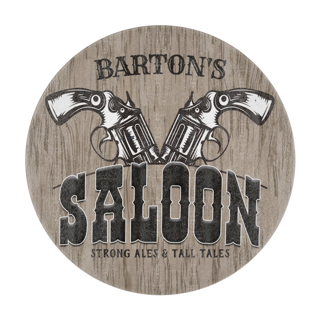 Personalized NAME Wild West Gun Revolver Saloon Cutting Board | Zazzle