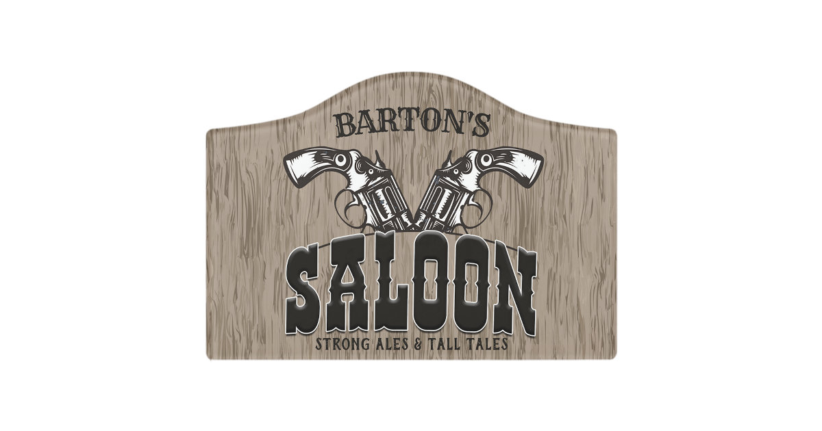 Personalized NAME Wild West Gun Revolver Saloon Door Sign | Zazzle