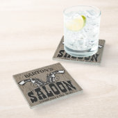 Personalized NAME Wild West Gun Revolver Saloon Glass Coaster | Zazzle