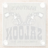 Personalized NAME Wild West Gun Revolver Saloon Glass Coaster | Zazzle