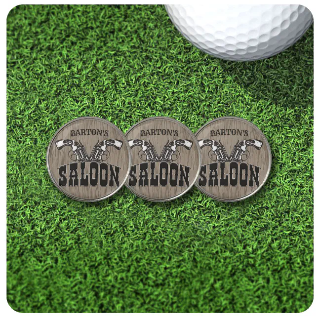 Personalized NAME Wild West Gun Revolver Saloon Golf Ball Marker | Zazzle
