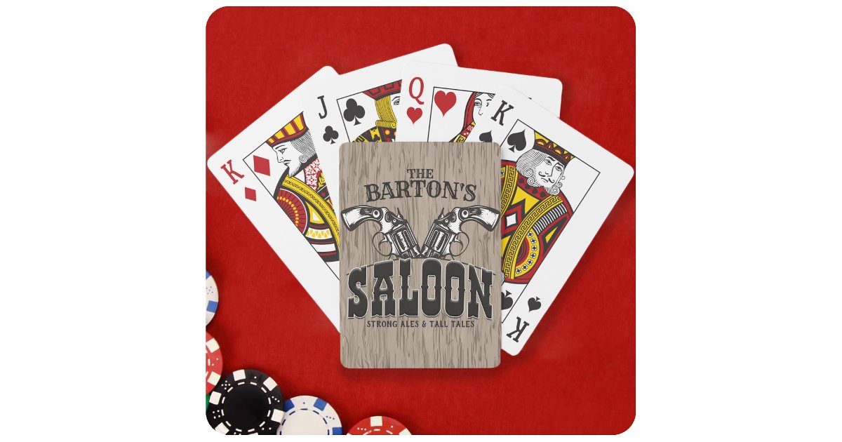 Personalized NAME Wild West Gun Revolver Saloon Poker Cards | Zazzle