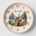 Personalized Name Woodland Animals Clock | Zazzle
