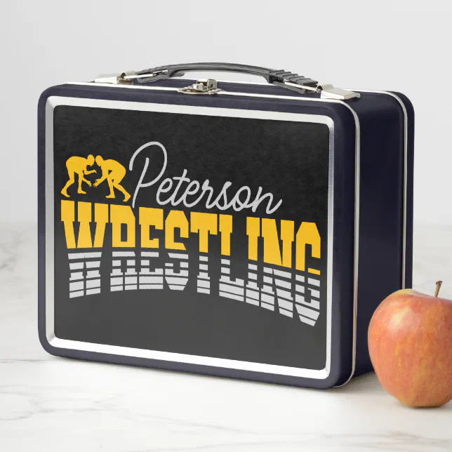 Personalized NAME Wrestling School Team Wrestler Metal Lunch Box | Zazzle
