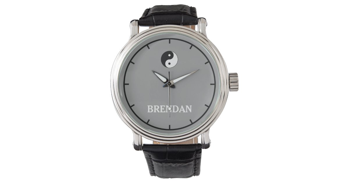 personalized name yin yang symbol watch | Zazzle