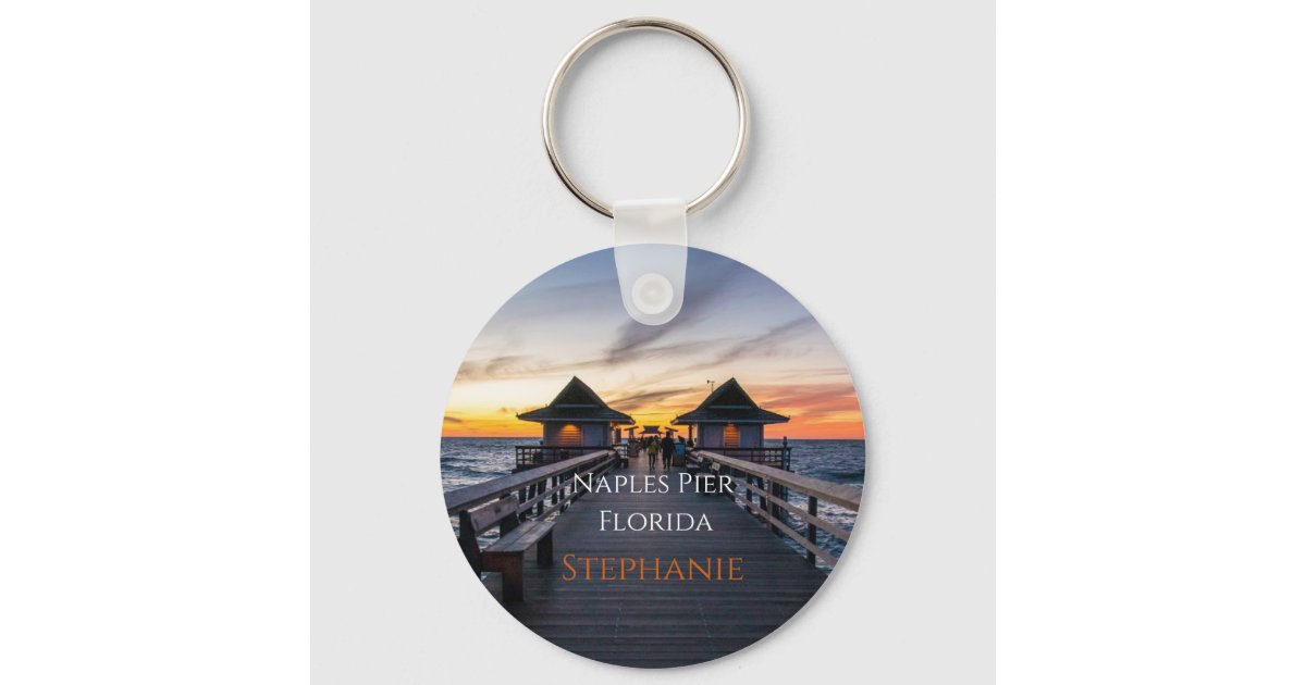 Personalized Naples Pier Florida Name Keychain | Zazzle