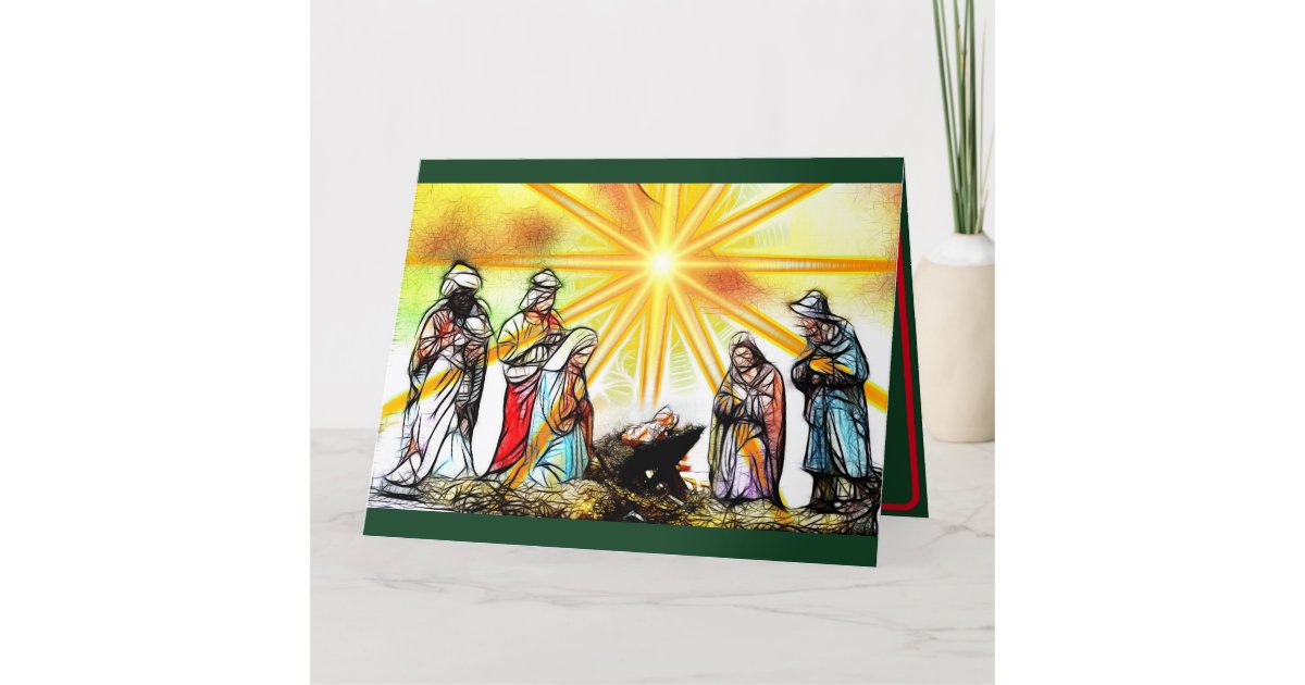 Personalized Nativity Scene Christmas Card | Zazzle