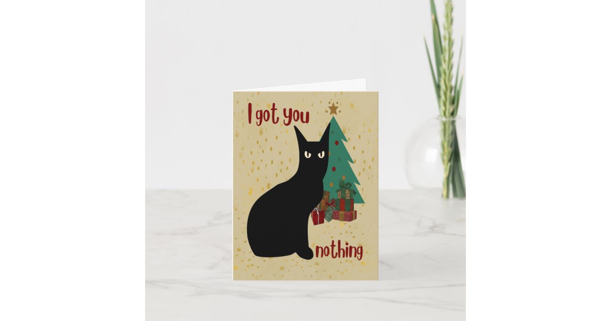 Personalized Naughty Funny Black Cat Christmas Holiday Card | Zazzle