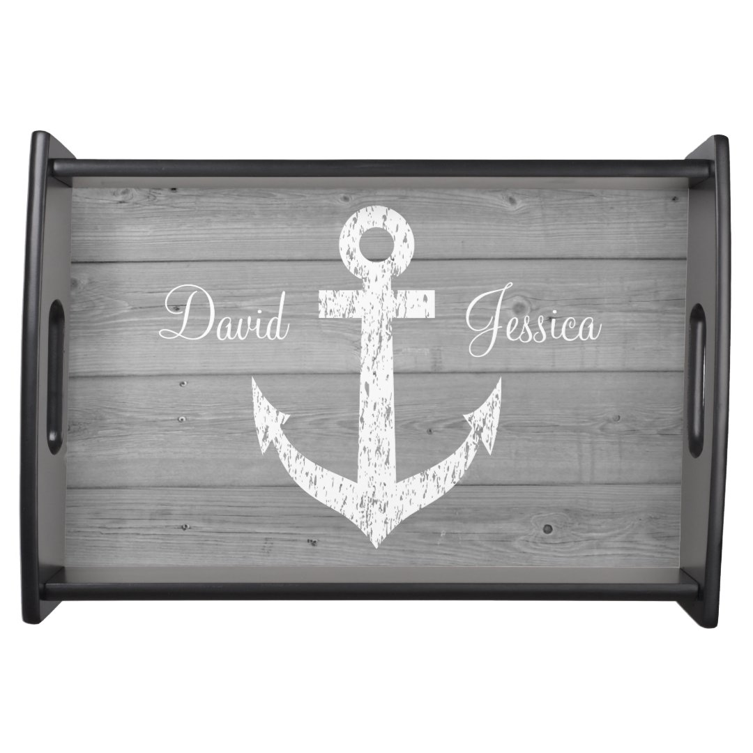 Personalized nautical anchor wedding serving tray | Zazzle