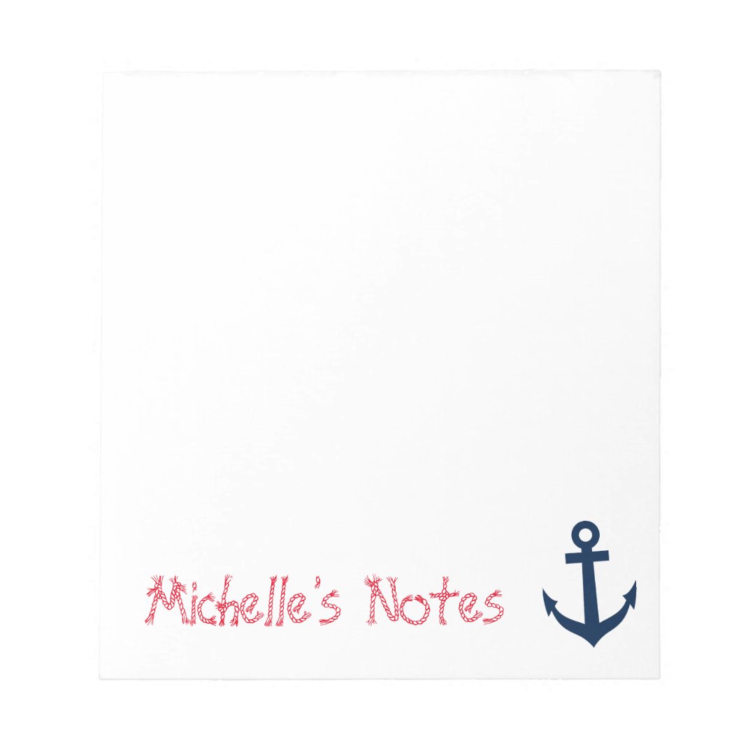 Personalized nautical boat anchor writing notepads | Zazzle