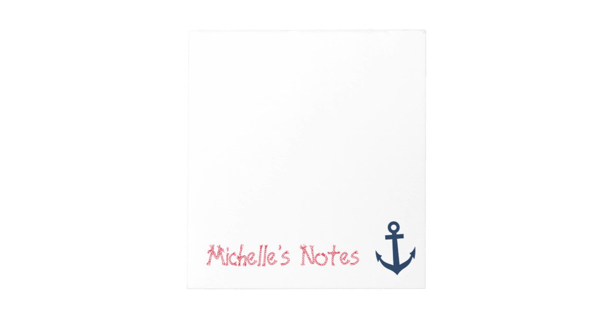 Personalized nautical boat anchor writing notepads | Zazzle