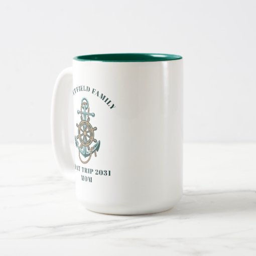 Personalized Nautical Family Reunion Boat Trip Two-Tone Coffee Mug | Zazzle