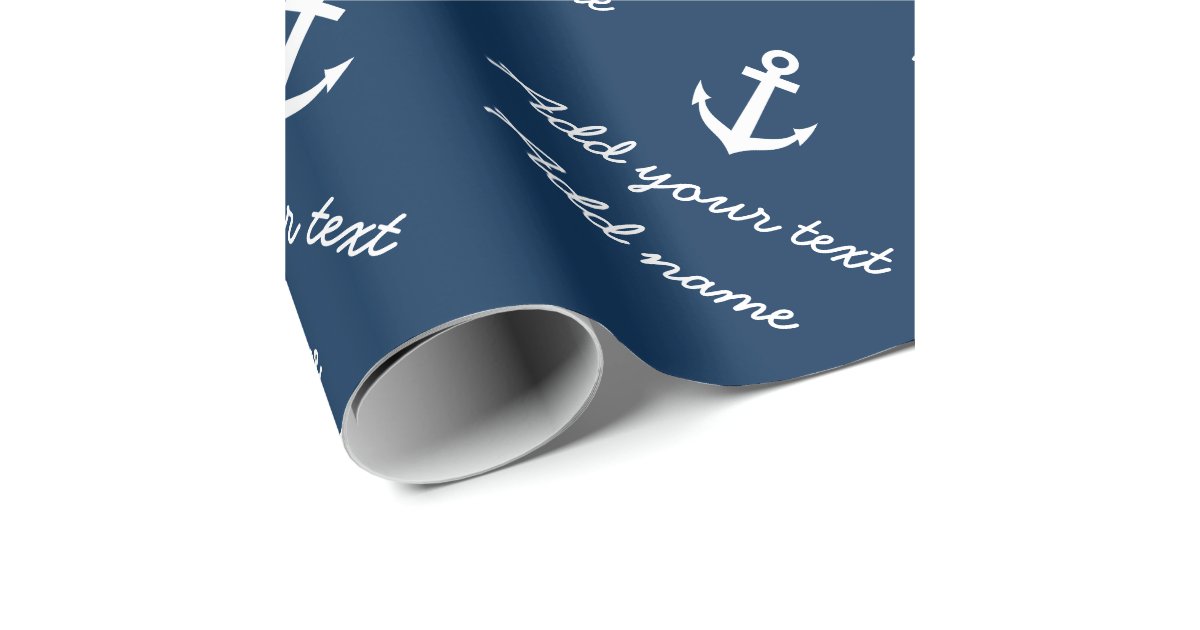 Personalized nautical navy anchor wrapping paper | Zazzle