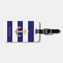 Personalized | Nautical Navy Luggage Tag | Zazzle