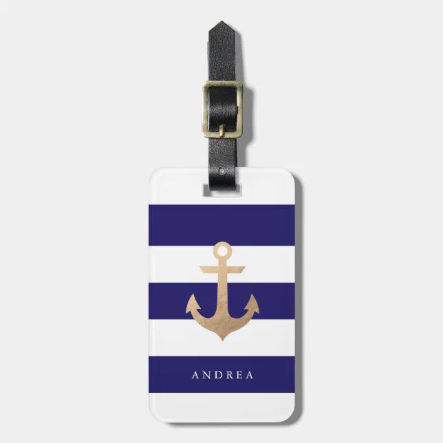 Personalized | Nautical Navy Luggage Tag | Zazzle