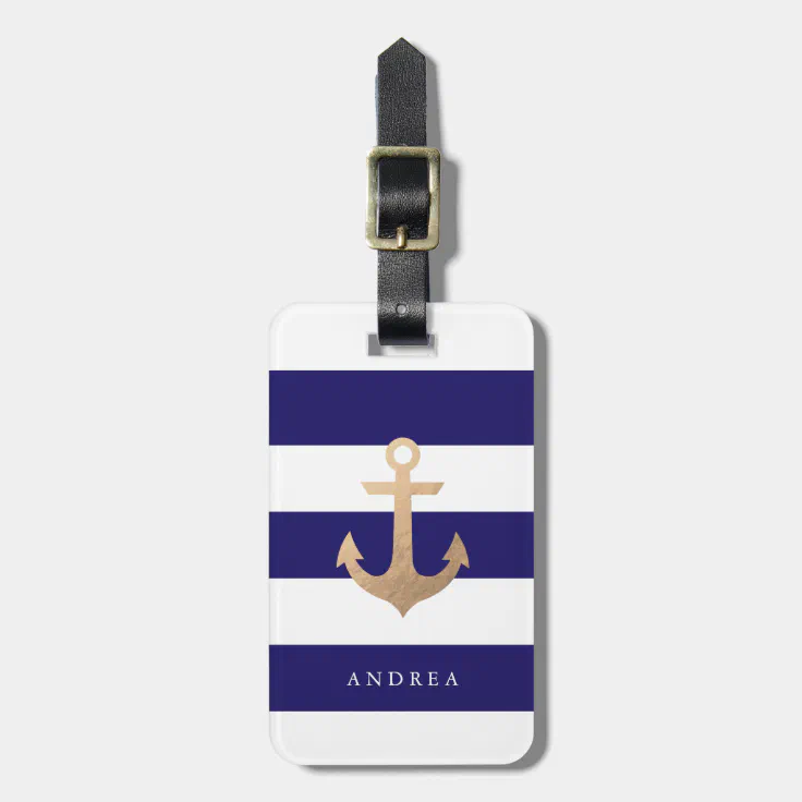 Personalized | Nautical Navy Luggage Tag | Zazzle