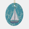 Personalized Nautical Sailboat and Swirling Water Ceramic Ornament | Zazzle