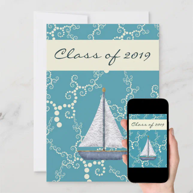 Personalized Nautical Sailboat Graduation Invite | Zazzle