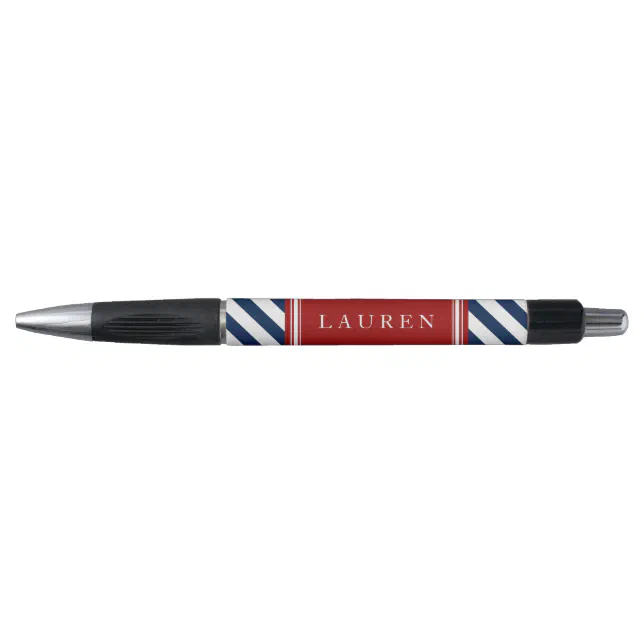 Personalized Navy and Red Stripes Pattern Pen | Zazzle
