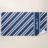 Personalized Navy Blue and White Stripes Beach Towel | Zazzle