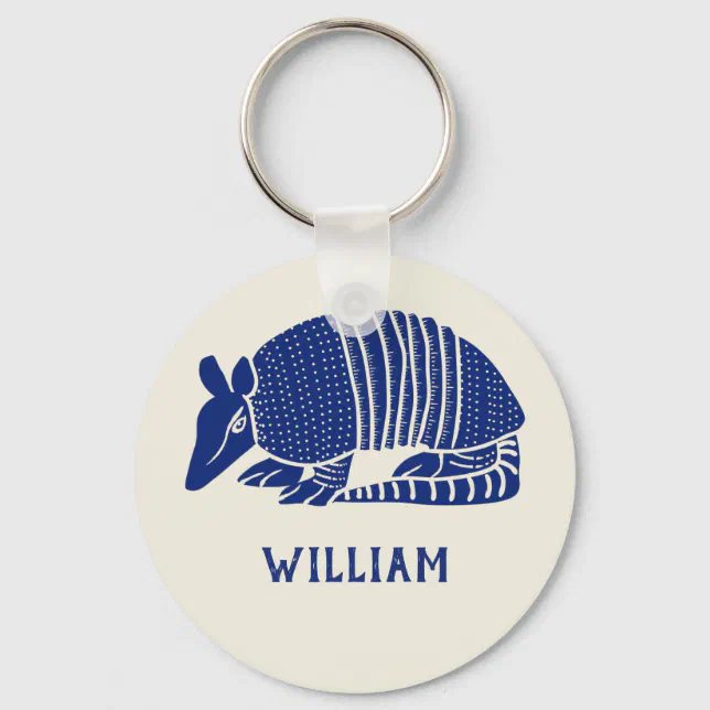 Personalized Navy Blue Armadillo Keychain | Zazzle