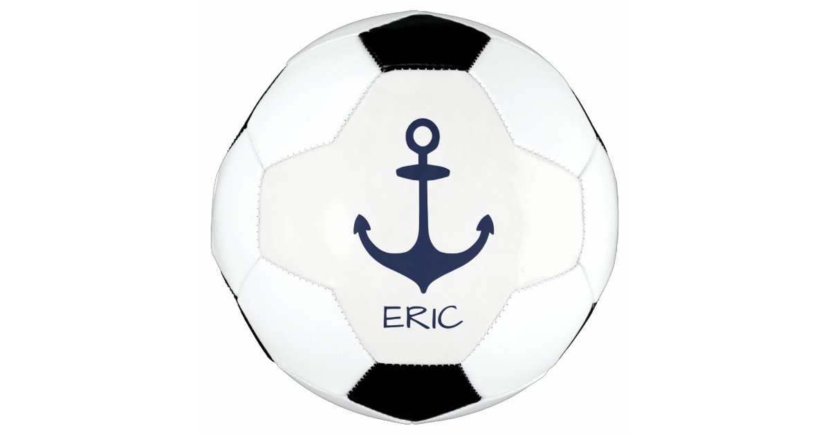 Personalized Navy Blue Nautical Anchor Soccer Ball | Zazzle