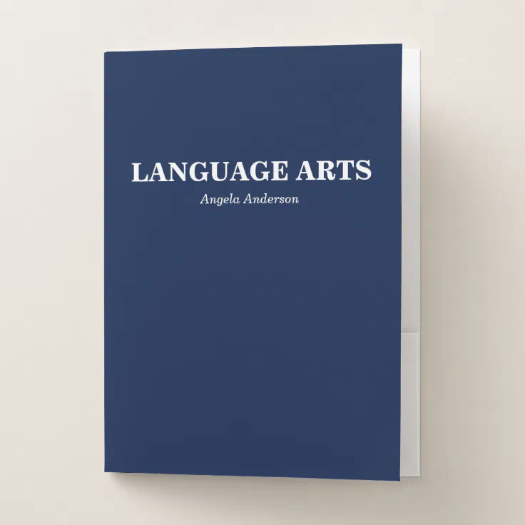 Personalized Navy Blue School Subject Pocket Folder | Zazzle