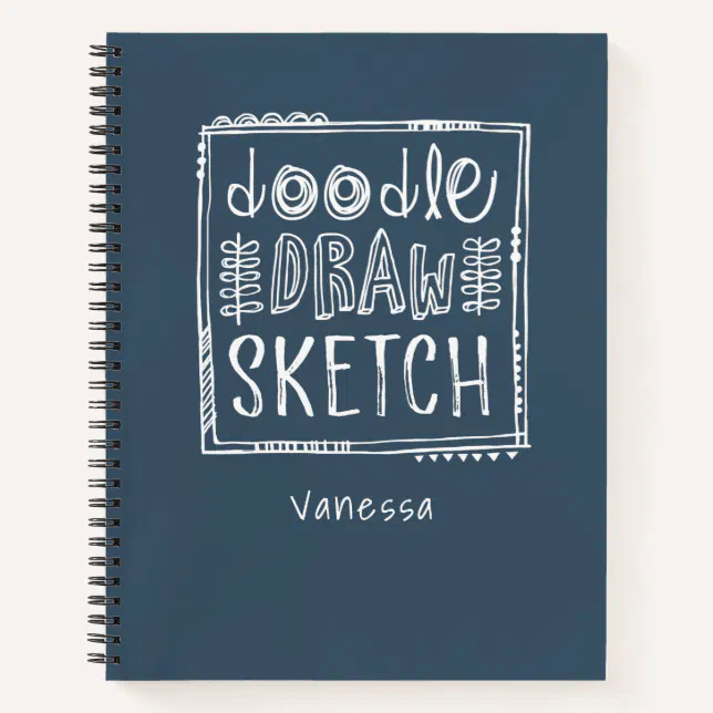 Personalized Navy Blue Sketchbook Notebook | Zazzle
