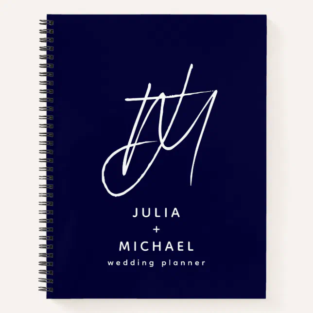 Personalized Navy Blue Wedding Planner Checklist Notebook | Zazzle