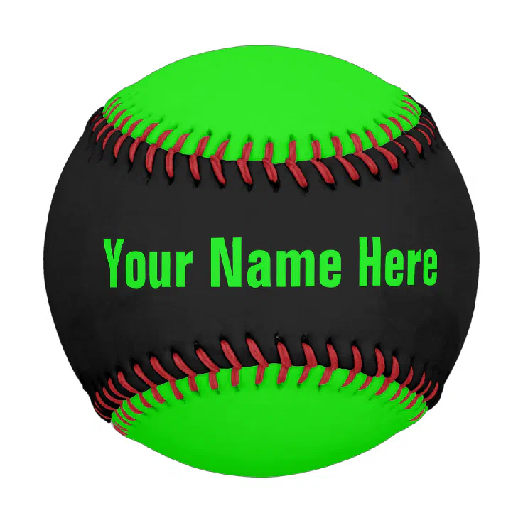 Personalized Neon Green and Black Baseball | Zazzle