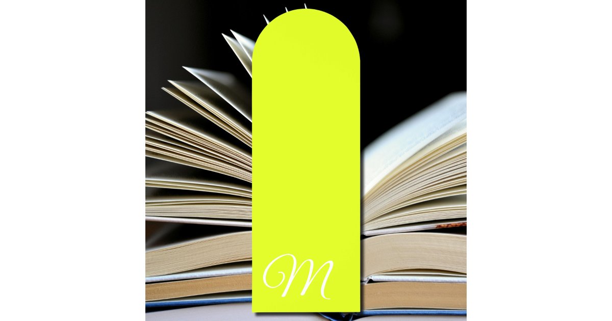 Personalized Neon yellow Monogrammed Bookmarks | Zazzle