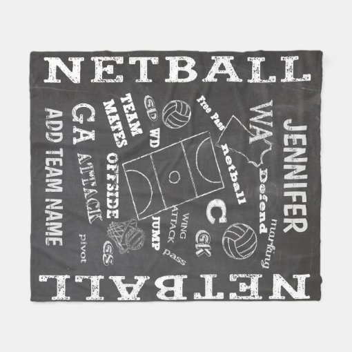 Personalized netball chalkboard style fleece blanket | Zazzle