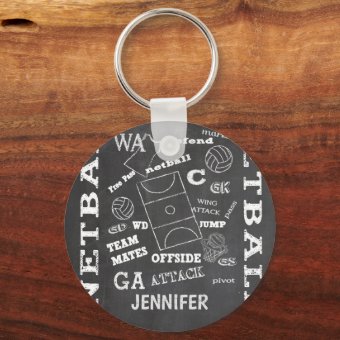 Personalized netball chalkboard style keychain | Zazzle
