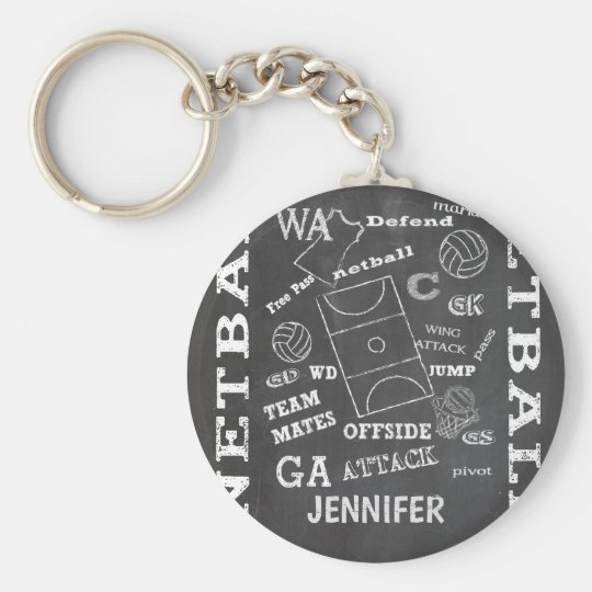 Personalized netball chalkboard style keychain | Zazzle.com
