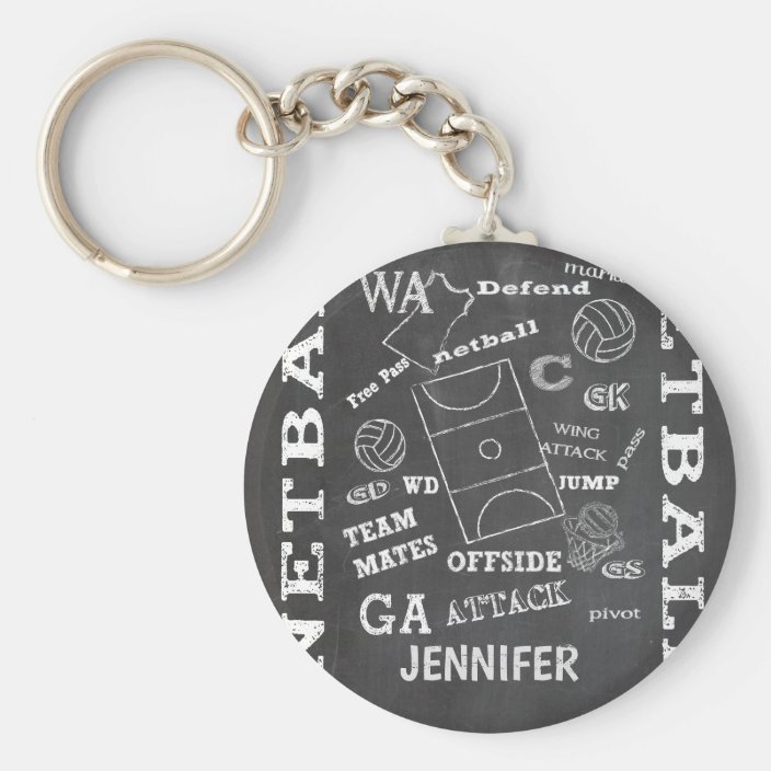 Personalized netball chalkboard style keychain | Zazzle.com