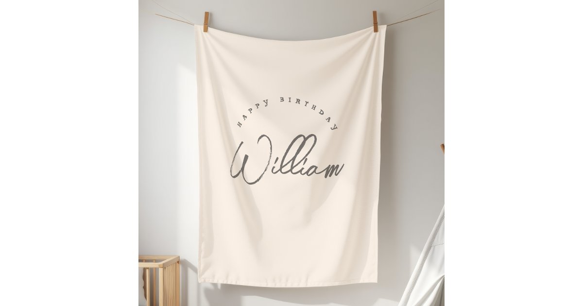 Personalized Neutral Birthday Banner Boys Tapestry | Zazzle
