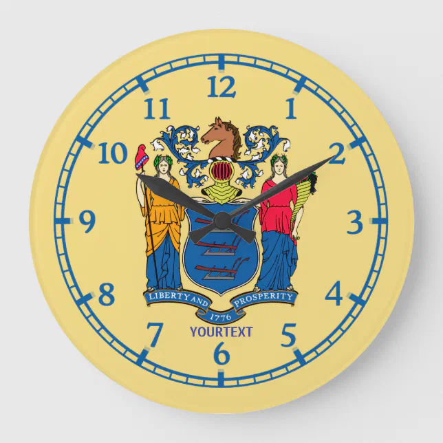Personalized New Jersey State Flag Design on a Large Clock | Zazzle