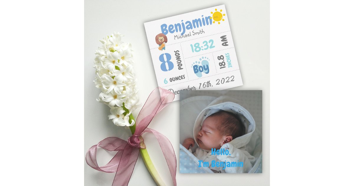 Personalized Newborn Photo Birth Announcement Card | Zazzle