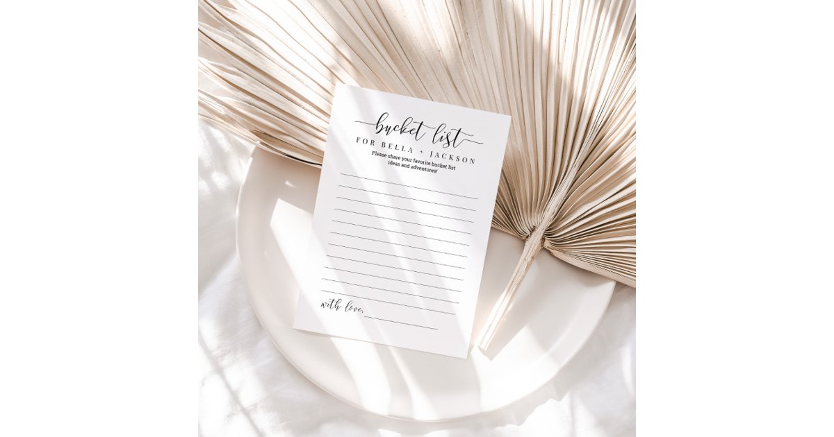 Personalized Newlywed Bucket List Card | Zazzle