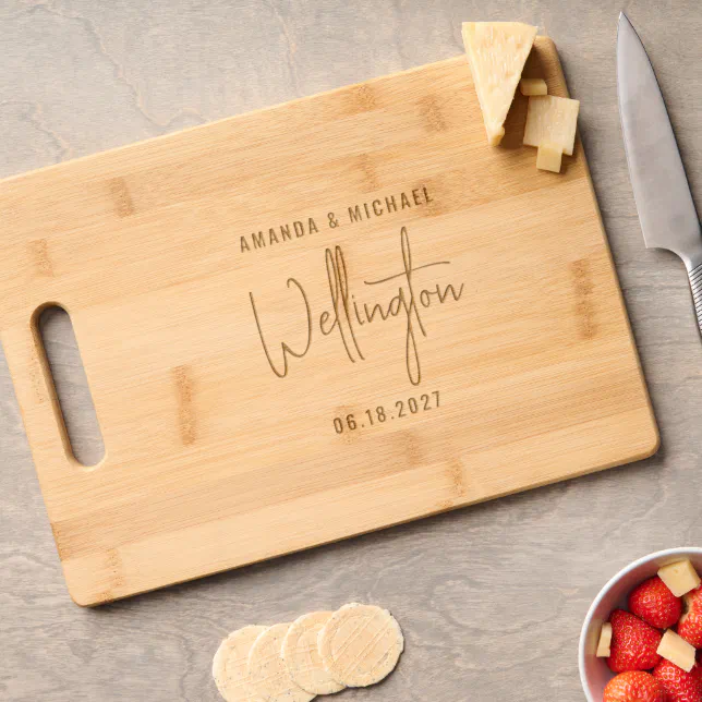 Personalized Newlyweds Family Name Wedding Date Engraved Cutting Board ...