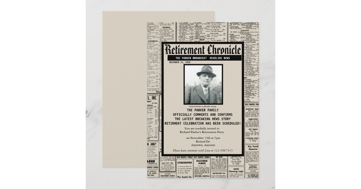 Personalized Newspaper | Retirement Party Invitation | Zazzle