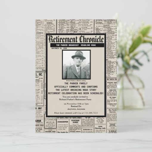 Personalized Newspaper | Retirement Party Invitation | Zazzle