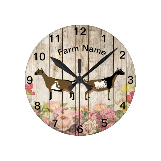 Personalized Nigerian Dwarf Dairy Goat Farm Round Clock | Zazzle.com