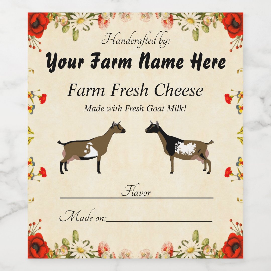 Personalized Nigerian Dwarf Goat Cheese Label | Zazzle