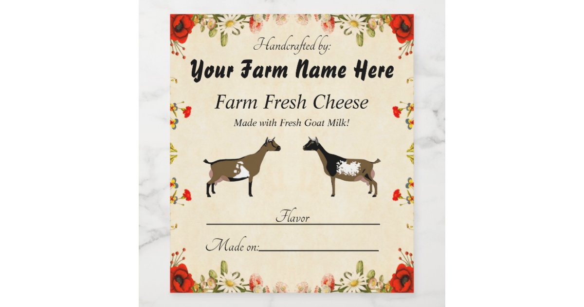 Personalized Nigerian Dwarf Goat Cheese Label | Zazzle